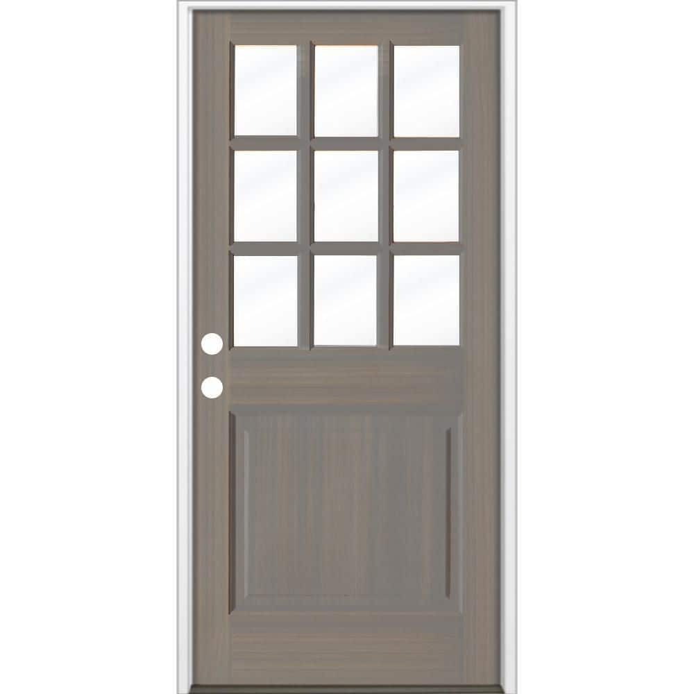 Krosswood Doors 36 in. x 80 in. Farmhouse Beveled 9-Lite Clear Glass ...