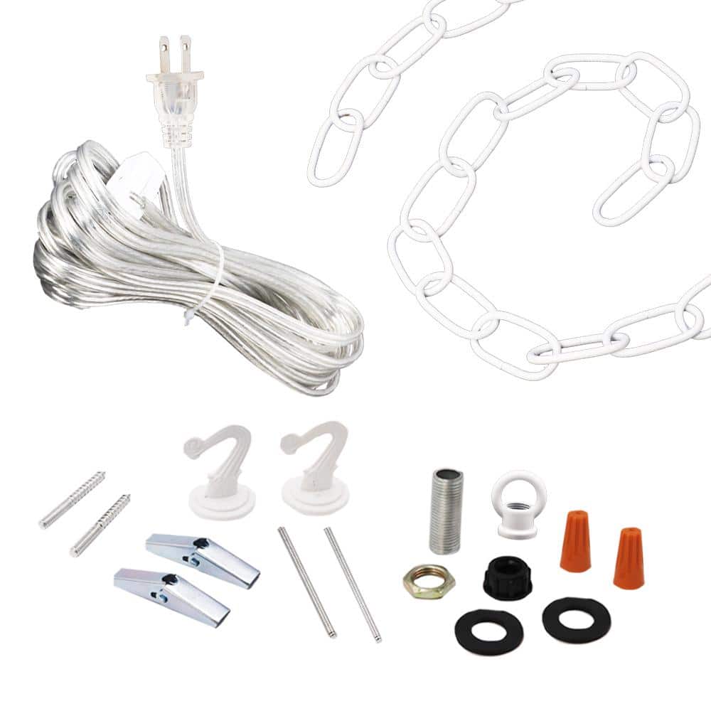 Commercial Electric 18 ft. White Swag Light Kit 81525 - The Home Depot