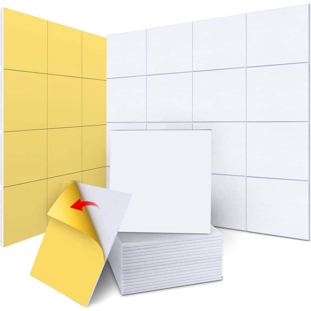 KIWDZFU 18-Pack White Acoustic Panels 0.4"x12"x12" Soundproof Wall ...