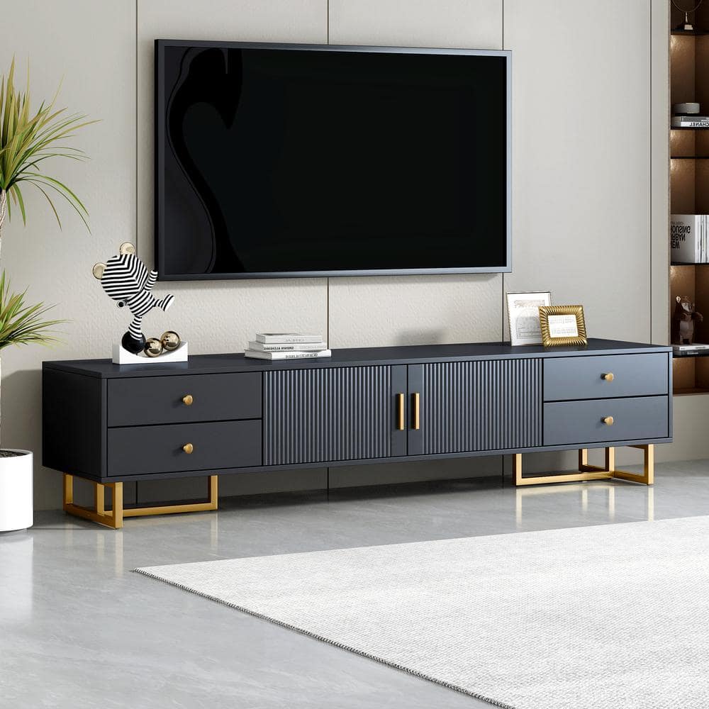 Modern Black TV Stand Fits TV s Up to 60 in. with Storage TV Console Cabinet Furniture.Entertainment Center
