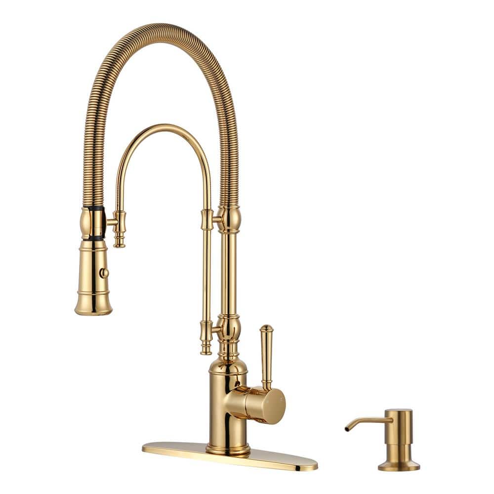 AVITAS Single Handle Pull Down Sprayer Kitchen Faucet Solid Brass with ...