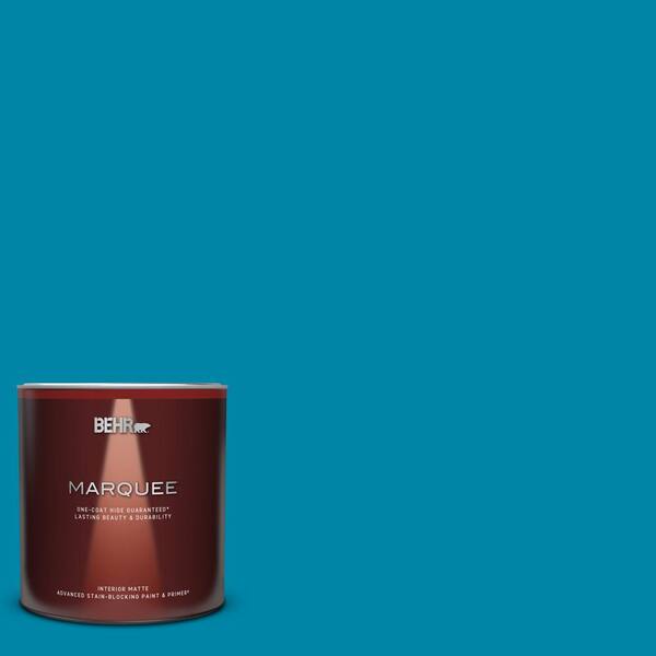 BEHR MARQUEE 1 qt. #MQ4-53 Tibetan Turquoise One-Coat Hide Matte ...