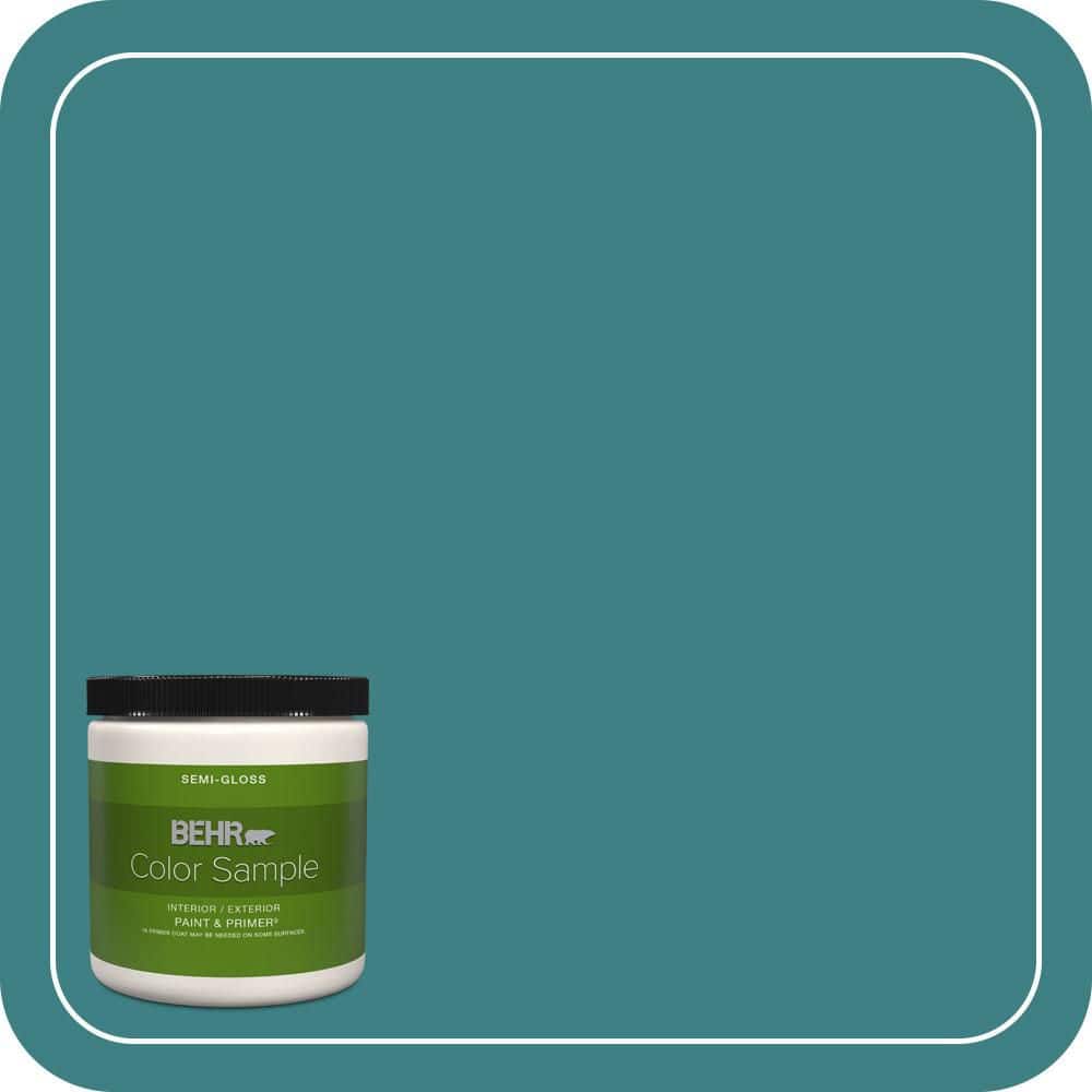 BEHR PREMIUM PLUS 8 oz. #510D-7 Pacific Sea Teal Semi-Gloss Interior ...