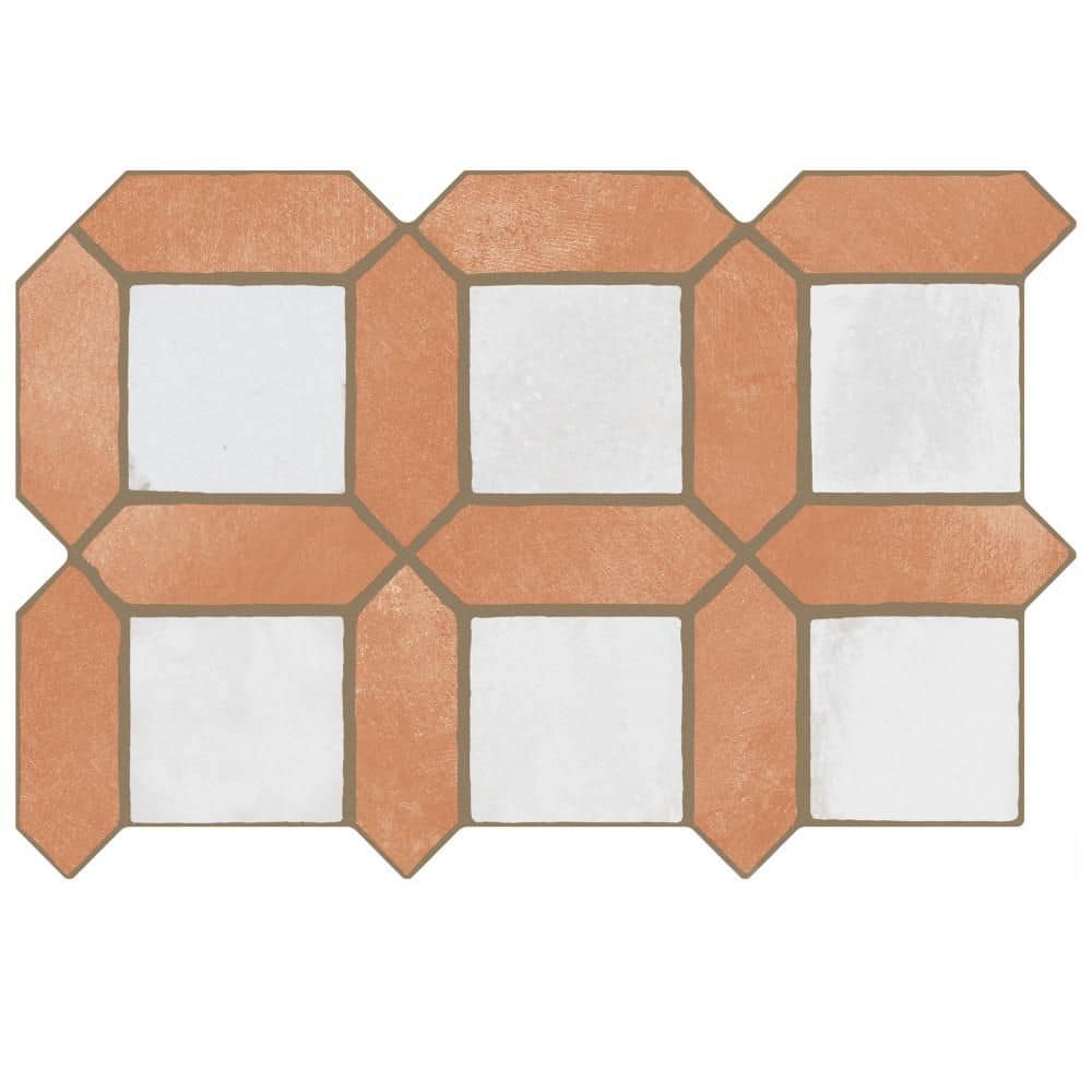 Merola Tile Picket Arendel Terra with White Square 7 in. x 8 in ...