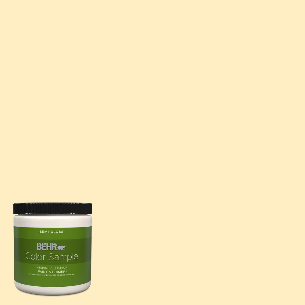 BEHR PREMIUM PLUS 8 oz. #350A-3 Pale Sunshine Semi-Gloss Interior ...