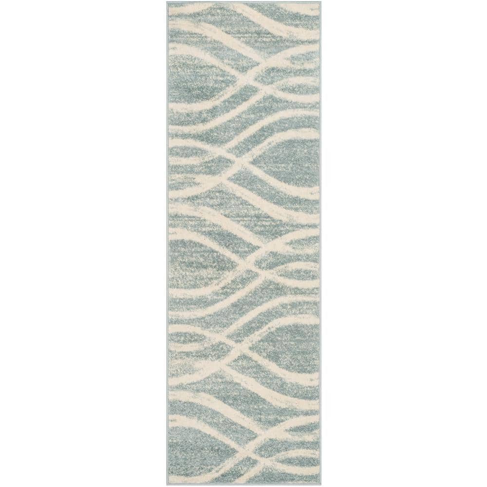 SAFAVIEH Adirondack Cream/Slate 3 ft. x 12 ft. Waves Runner Rug ADR125T ...