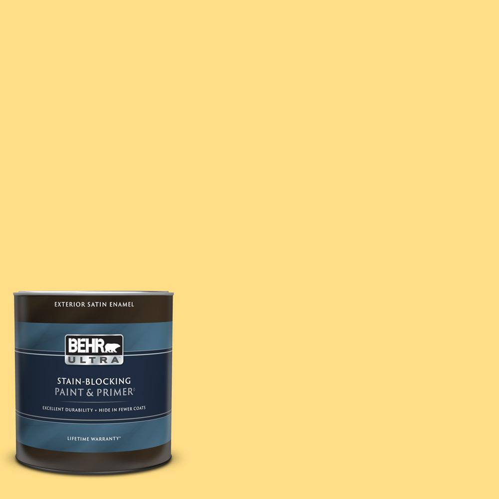 BEHR ULTRA 1 qt. #330B-5 Yellow Corn Satin Enamel Exterior Paint ...