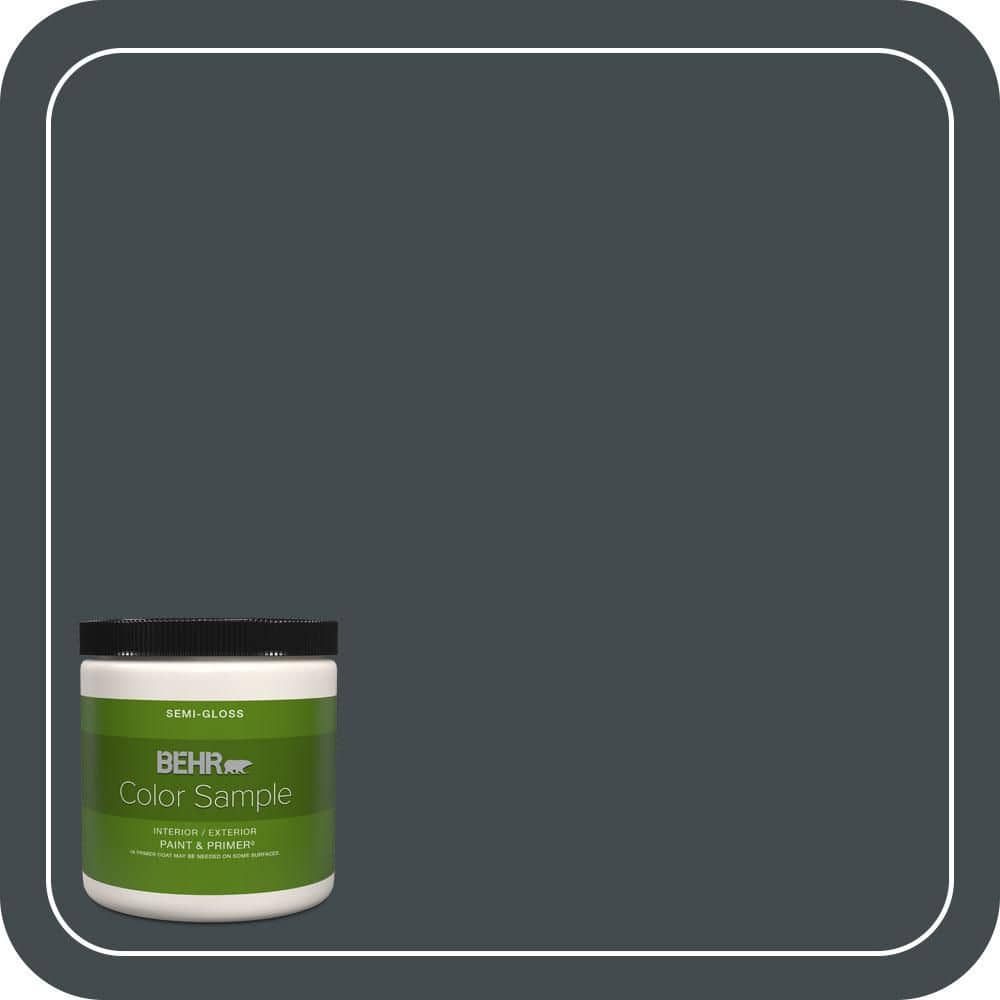 BEHR PREMIUM PLUS 8 oz. #730F-7 Black Sable Semi-Gloss Interior ...