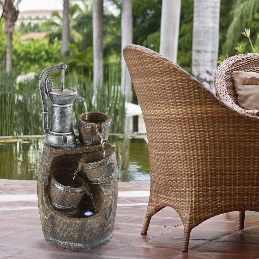 Pure Garden 4-Tier Old Fashion Hand Pump Cascading Waterfall Water ...