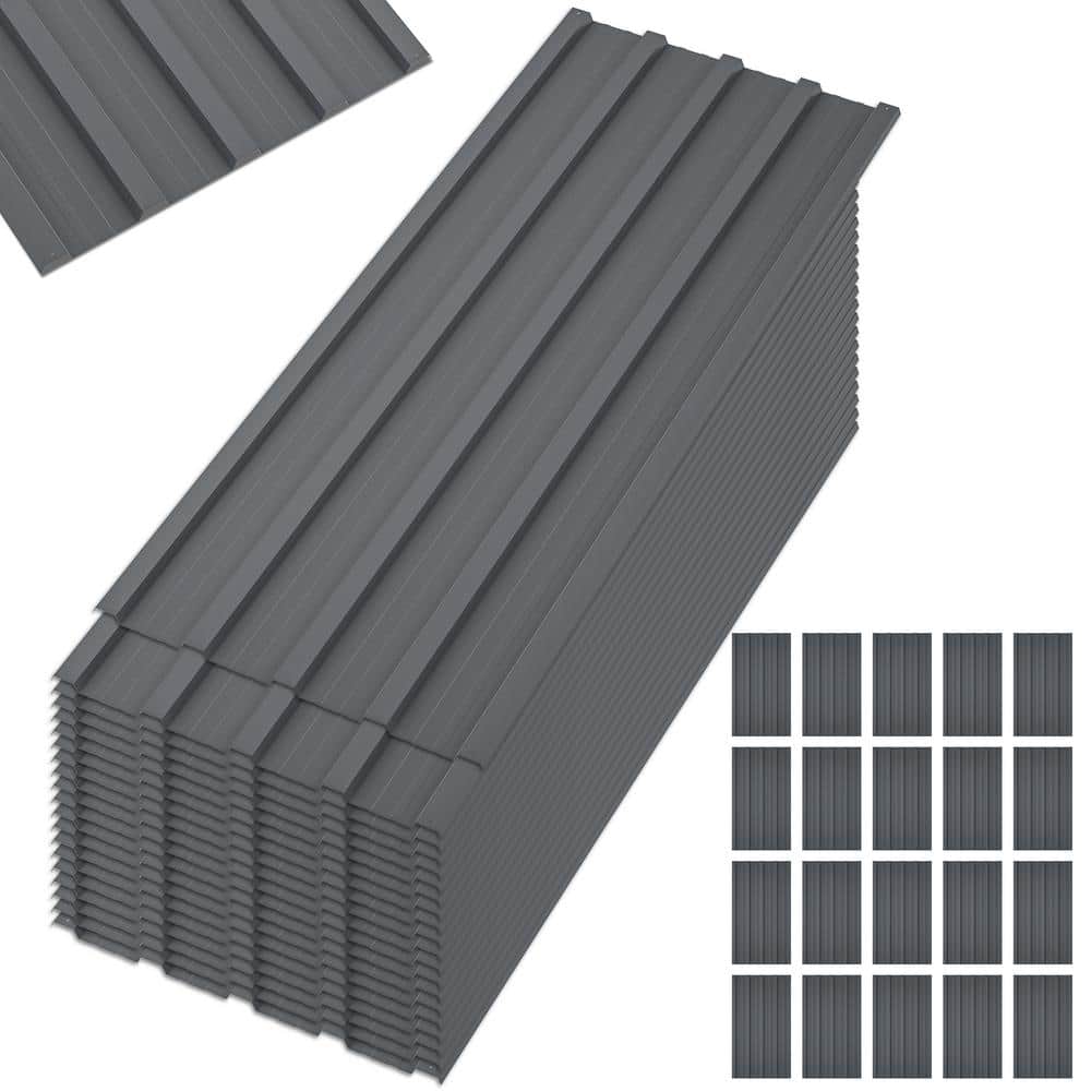 Thanaddo 16.77 in. x 42.52 in. Gray Galvanized Metal Roof Panels ...