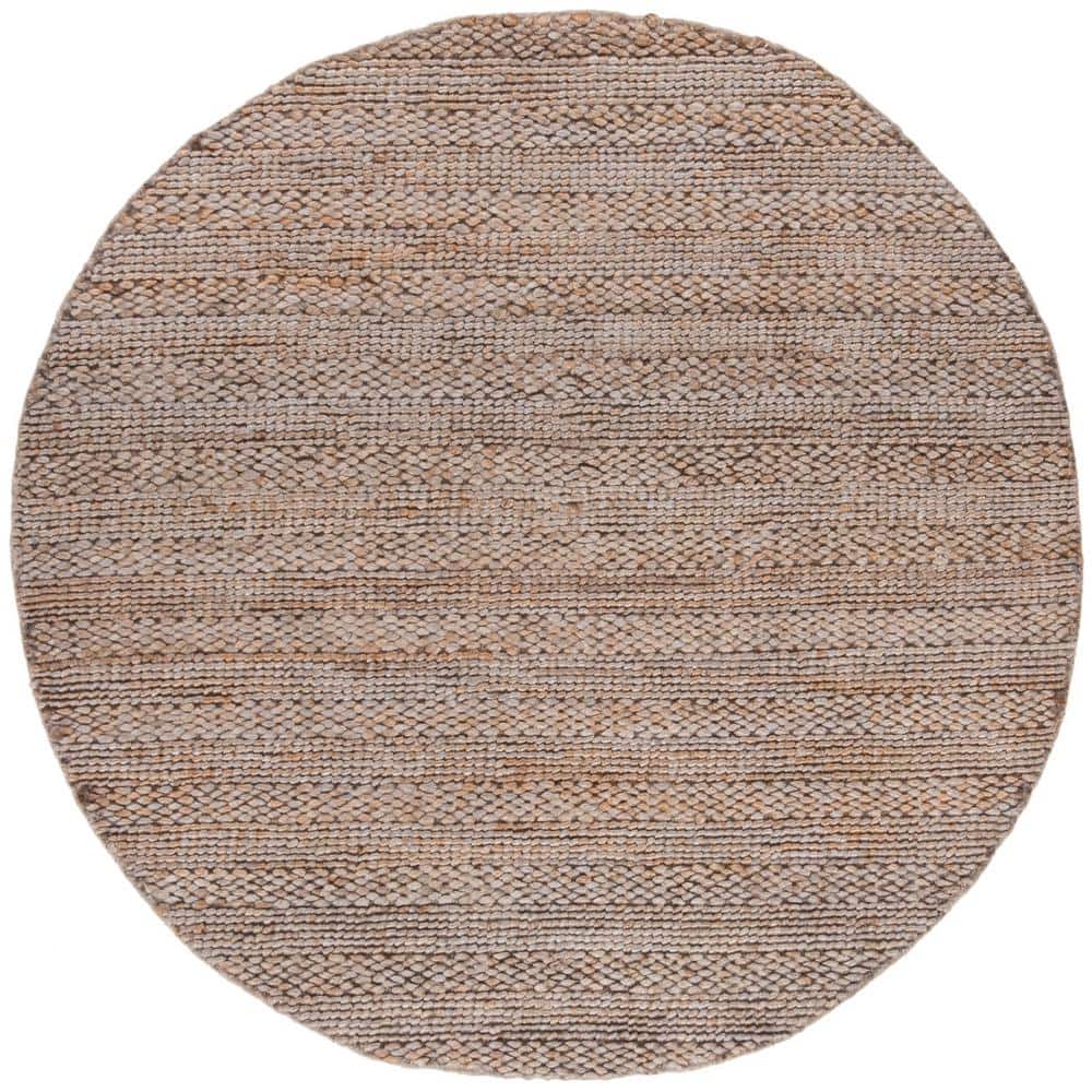SAFAVIEH Natural Fiber Beige 8 ft. x 8 ft. Round Solid Area Rug NF212B ...