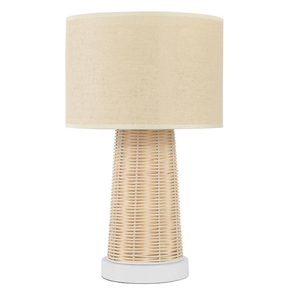 INNOBULE 15.4 in. Yellow Rustic Farmhouse Handmade Rattan Table Lamps ...