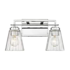 Neoma 13.5 in. 2 Light Chrome Vanity Light with Opal Etched Glass Shade ...