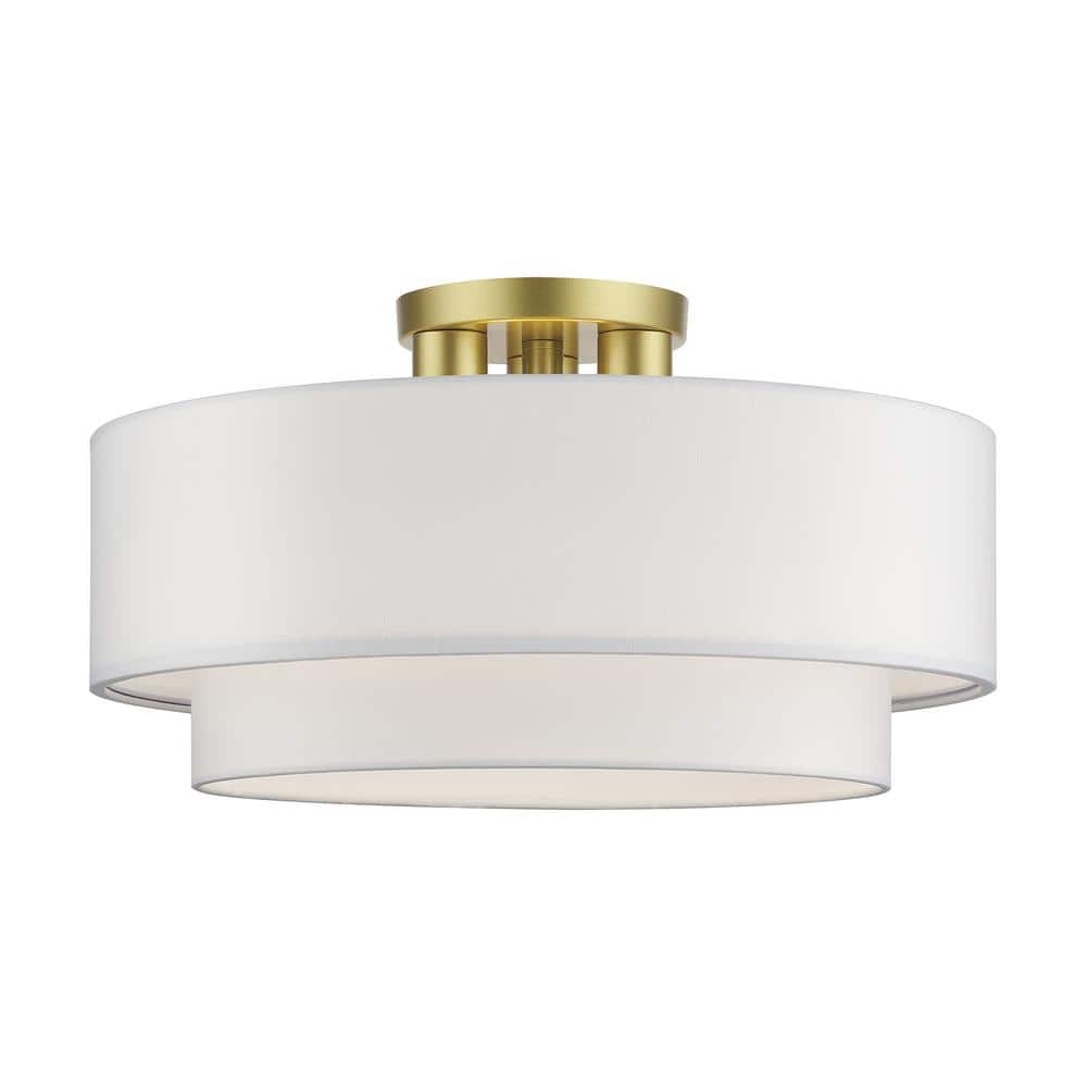 Livex Lighting Manorwood 3-Light Solf Gold Semi Flush Mount with Off ...