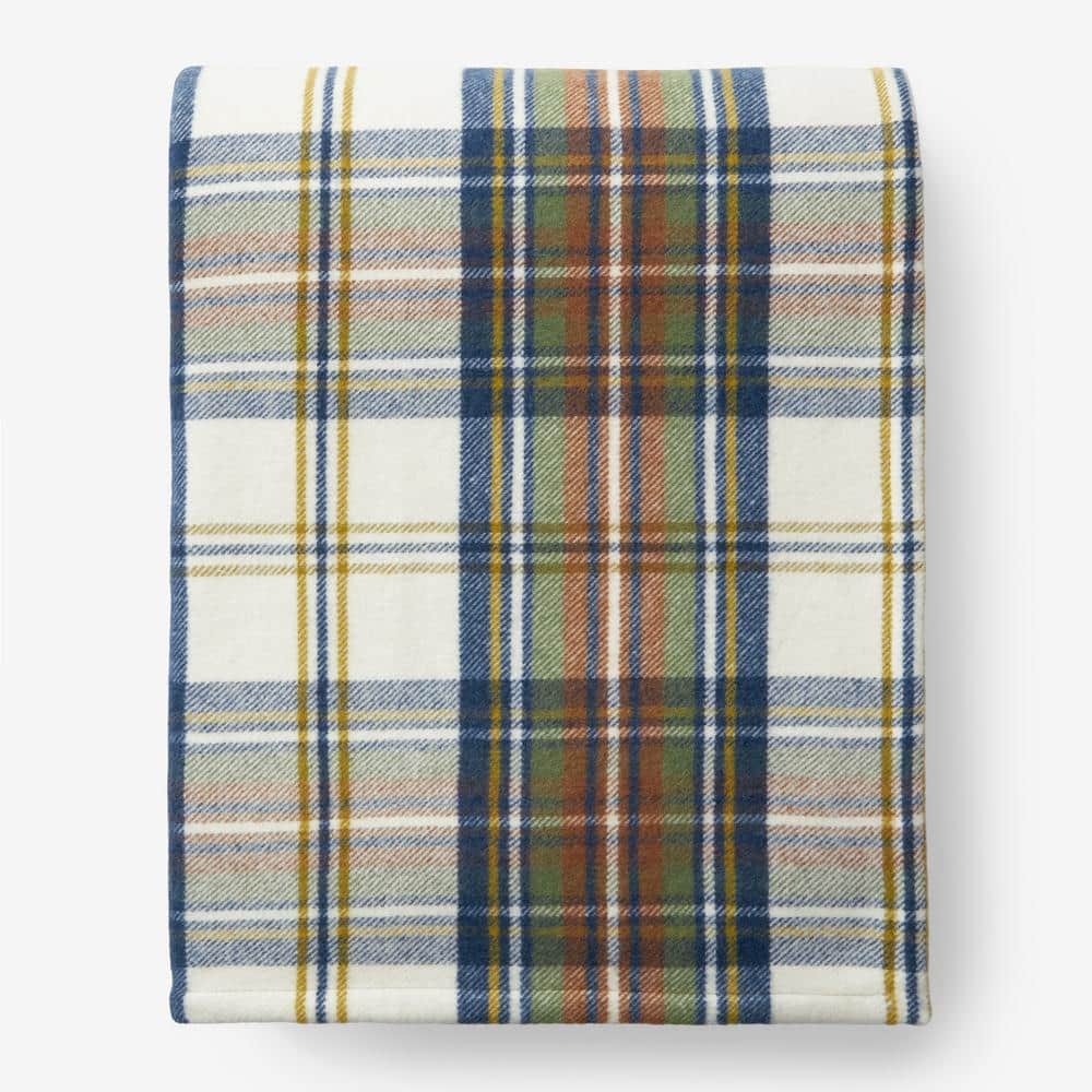 The Company Store Lambswool Plaid Green Multi Cotton Twin Blanket ...