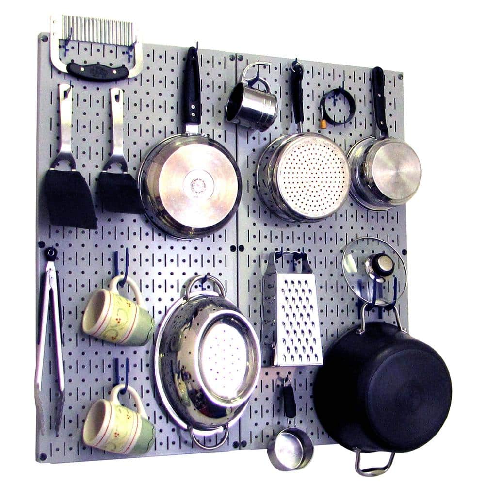 Wall Control Kitchen Pegboard 32 in. x 32 in. Metal Peg Board Pantry ...