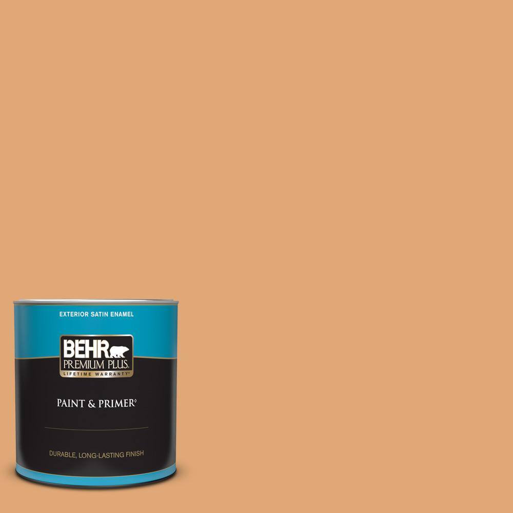 BEHR PREMIUM PLUS 1 qt. #280D-4 Caramel Sundae Satin Enamel Exterior ...