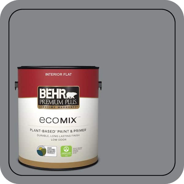 BEHR PREMIUM PLUS 1 gal. #N500-5 Magnetic Gray color Flat EcoMix Plant ...