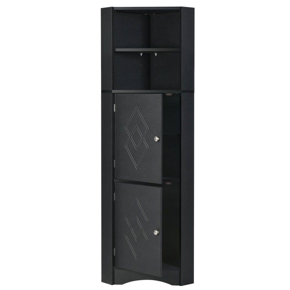 YSQCAR 21 in. W x 12.8 in. D x 61 in. H Black MDF Freestanding Triangle ...