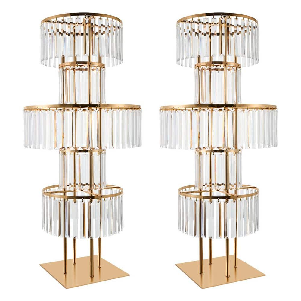 YIYIBYUS Gold Round 5-Tier Acrylic Pendants Metal Iron Frame Decorative ...