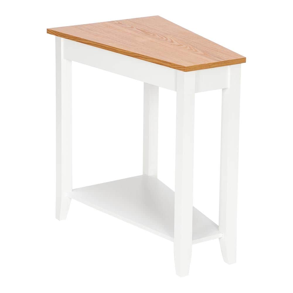 Outopee 15.74 in. White 24 in. H Trapezoid MDF Top End Table ...