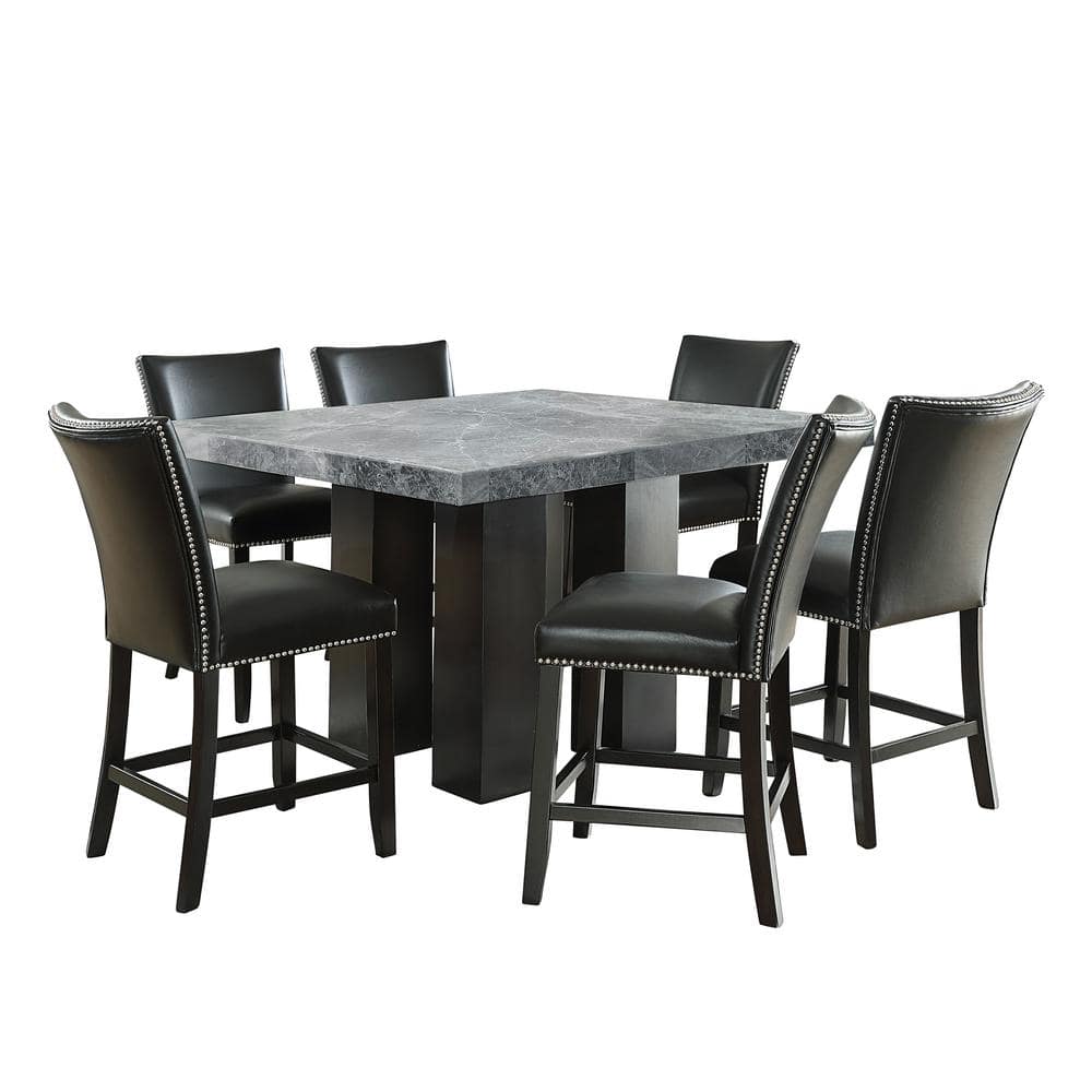 Steve Silver Camila Gray Marble 54 in. Square Counter Height Dining Set ...