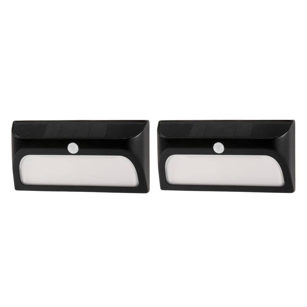 Hampton Bay Solar Black Motion Sensing LED Stair Light (2-Pack) DS1000 ...