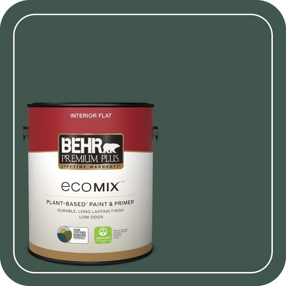 BEHR PREMIUM PLUS 1 gal. #470F-7 Deep Jungle Flat EcoMix Plant-Based ...