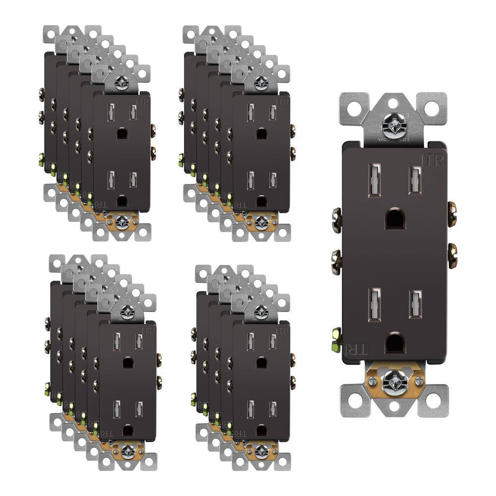 ENERLITES 15-Amp Decorator Duplex Outlet Receptacle, Tamper Resistant ...