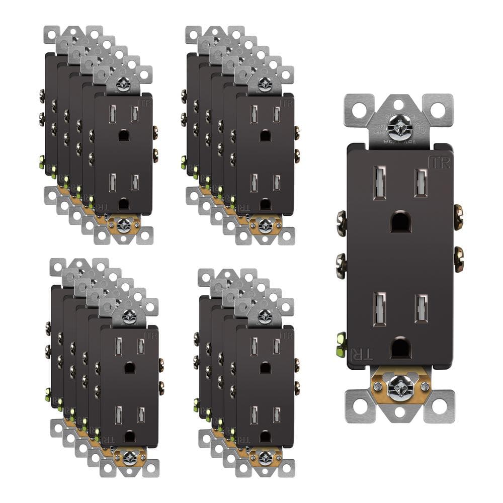ENERLITES 15 Amp Decorator Duplex Outlet Receptacle, Tamper Resistant ...
