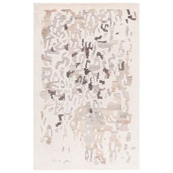 SAFAVIEH Casablanca Shag 8 ft. x 10 ft. Beige/Ivory Abstract High-Low ...
