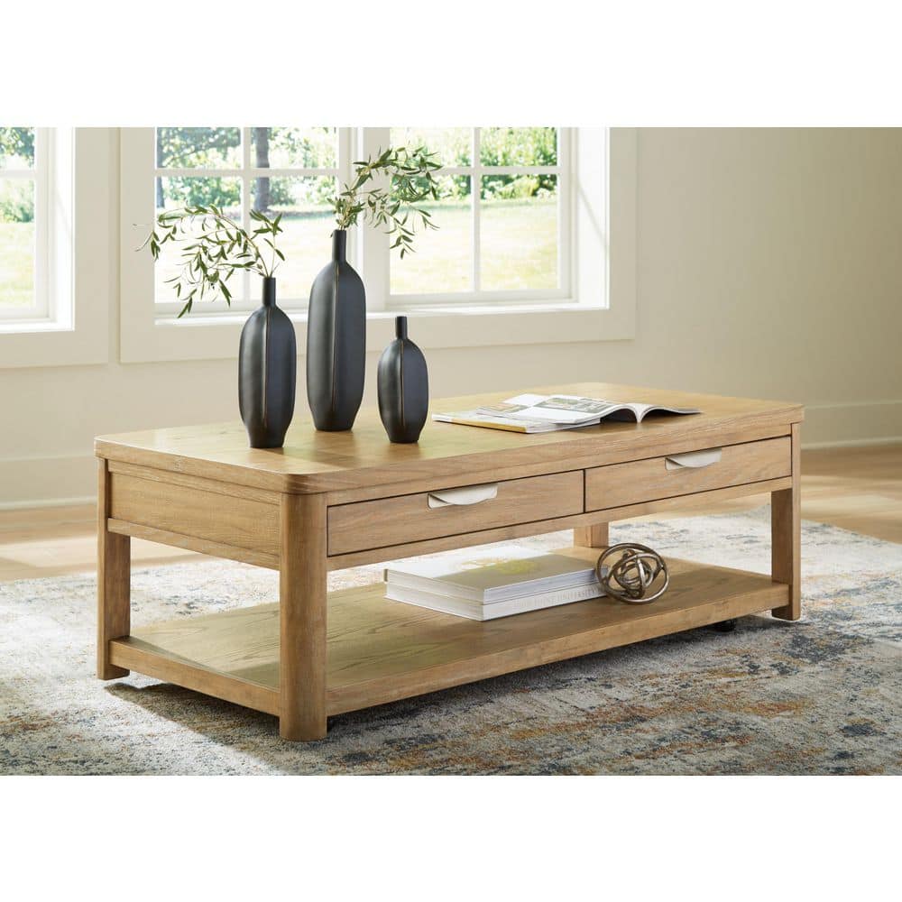 Signature DESIGN BY ASHLEY Rencott 56 in. Brown Rectangle Wood Coffee ...