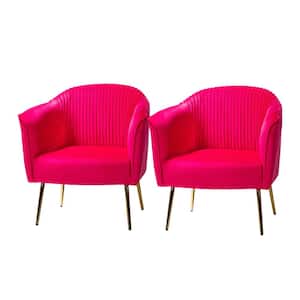 JAYDEN CREATION Alonzo Fushia Upholstery Tufted Side Wingback Chair ...