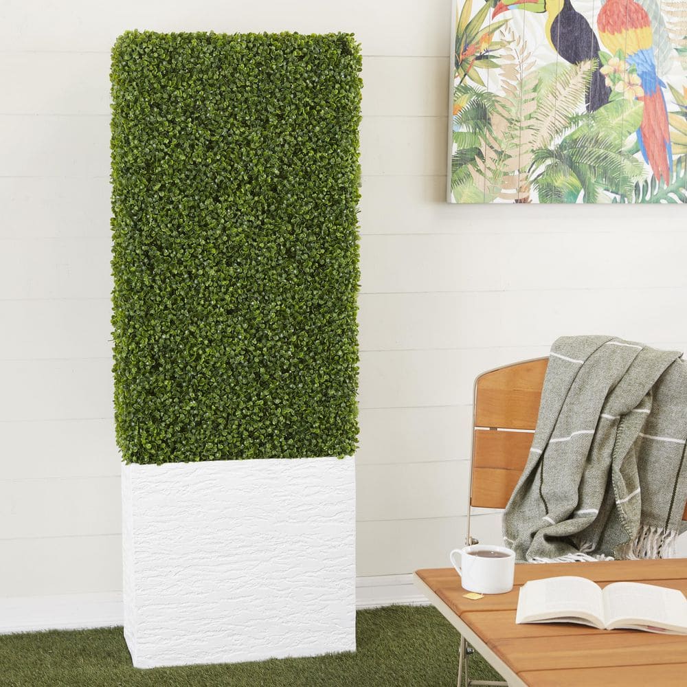 Litton Lane 59 in. H Tall Boxwood Hedge Topiary with Realistic Leaves ...