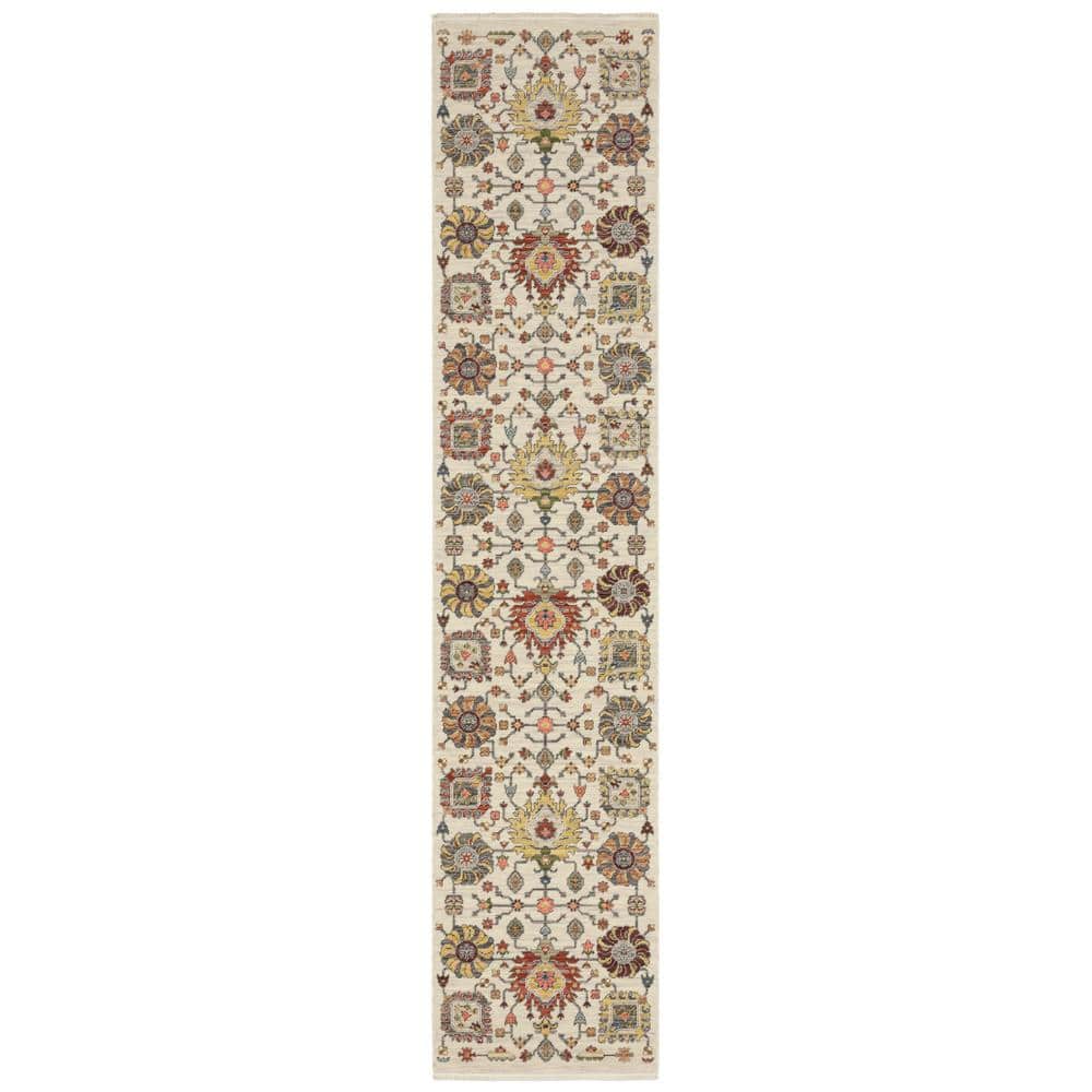 AVERLEY HOME Lavista Ivory/Multi-Colored 2 ft. x 12 ft. Traditional ...