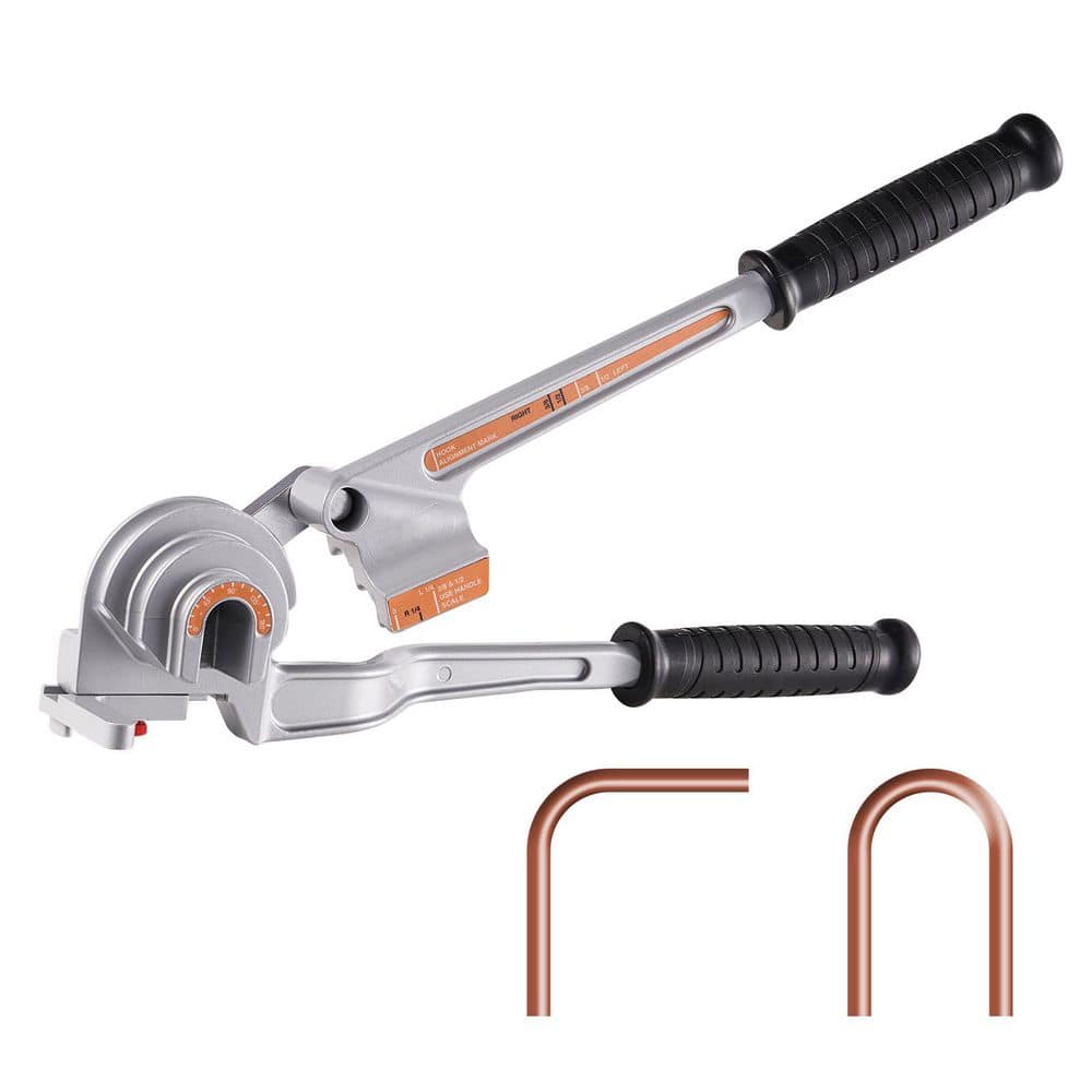 SKYSHALO Pipe Tube Bender, 180° Copper Aluminum Pipes Bending Tool, 3/8 in. and 1/2 in. 1/4in ...