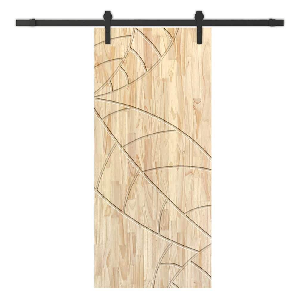CALHOME 24 in. x 80 in. Natural Pine Wood Unfinished Interior Sliding ...