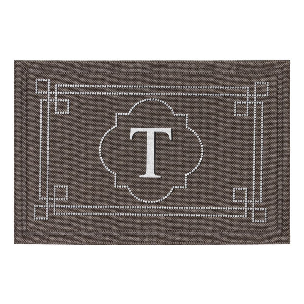 Mohawk Home Flagstone Multi 24 in. x 36 in. Monogram "T" Indoor/Outdoor ...