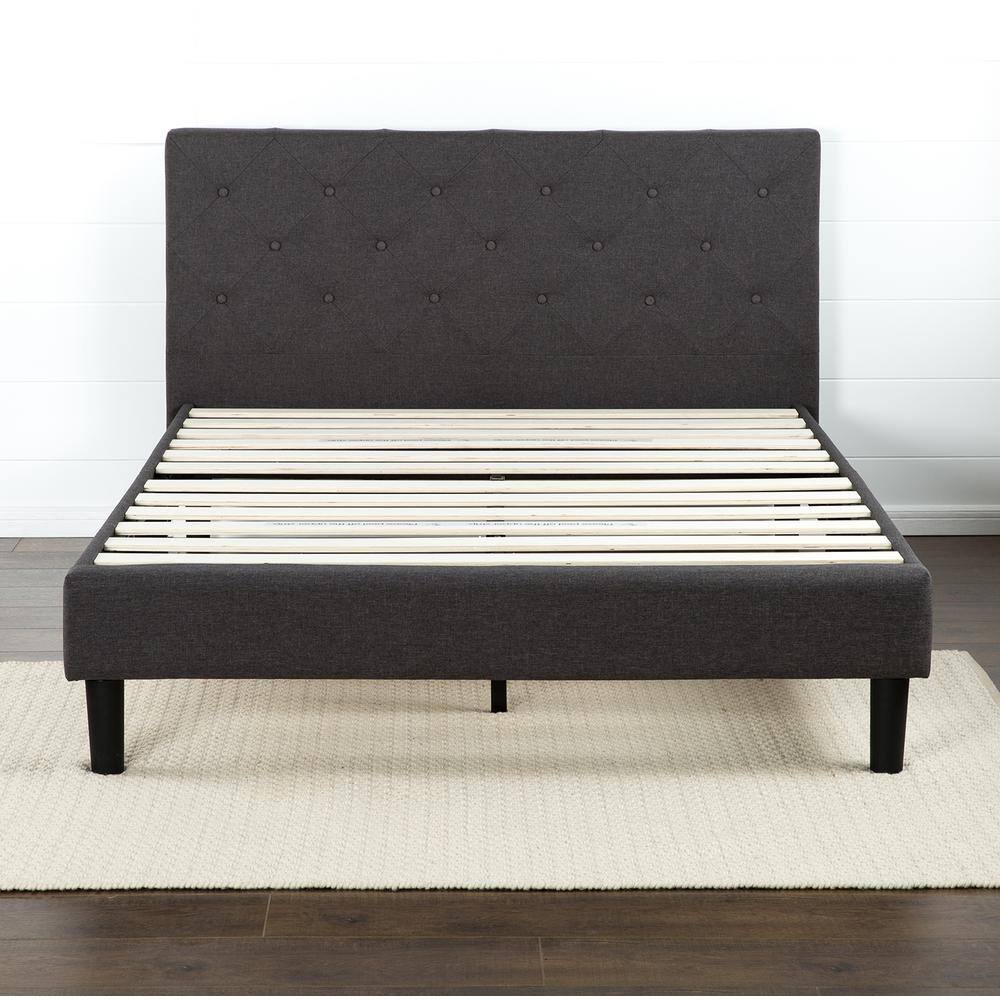 Zinus Dark Gray Frame Full Upholstered Platform Bed SPI-DEVZ-B-F - The ...