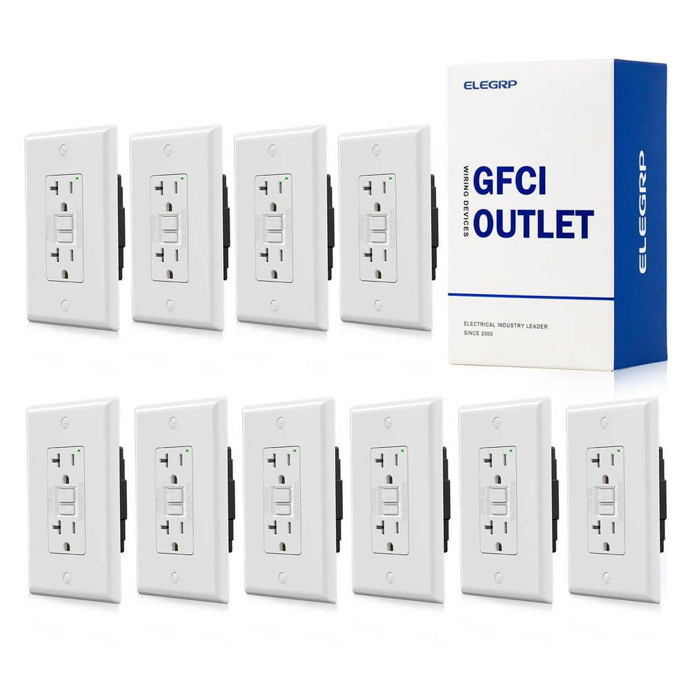 ELEGRP GFCI Outlet Self-Test, 20 Amp 125V NO Tamper Resistant Duplex ...