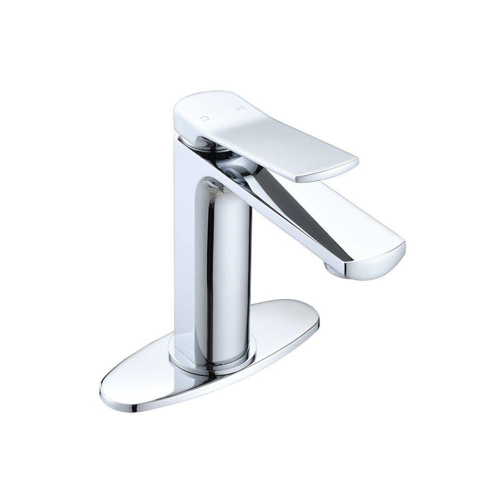Miscool Morly Single-Handle Single-Hole Bathroom Faucet with Deck Plate ...