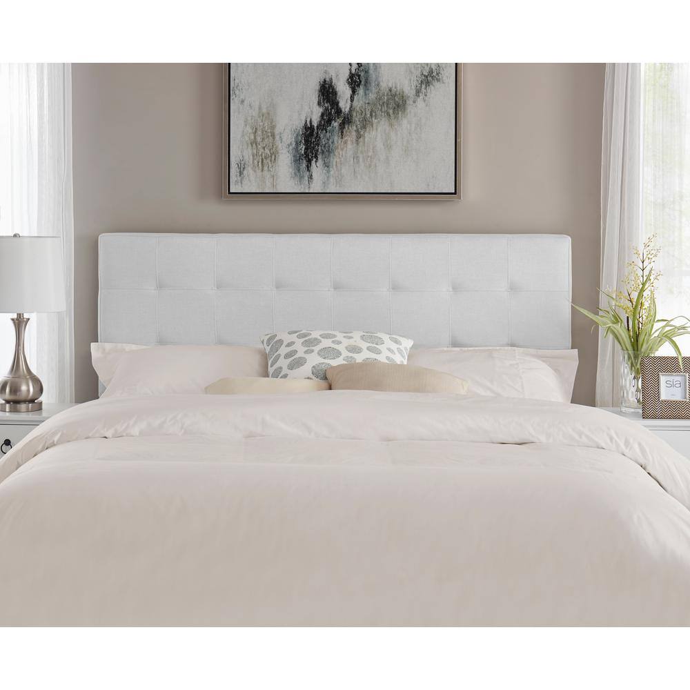 HOMESTOCK White Upholstered Tufted Headboard for Full and Queen Beds ...