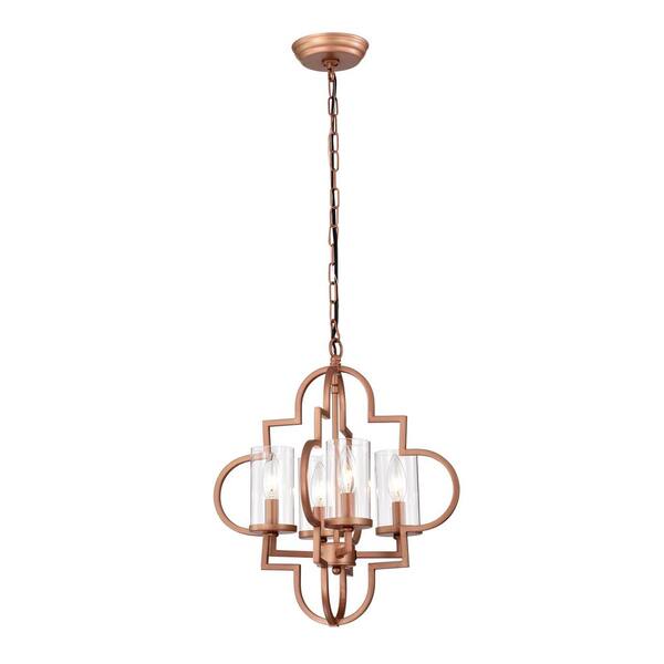 GREENVILLE SIGNATURE Planchard 4-Light Antique Gold Globe Chandelier ...