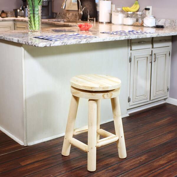 Sunnydaze 23.75 in. Fir Wood Swivel Bar Stool Unfinished DSL 978