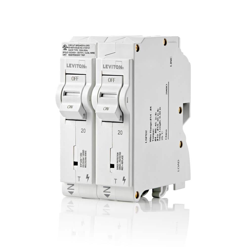 Leviton Surge Protective Device with Two 20 Amp 1-Pole Standard Thermal ...
