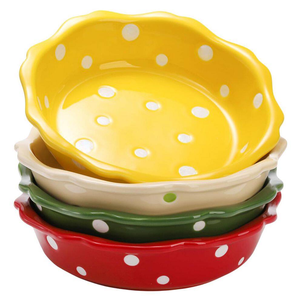 4-Pack 6 in. Ceramic Mini Pie Pans, 10 oz. Deep Dish Pie Plates for ...