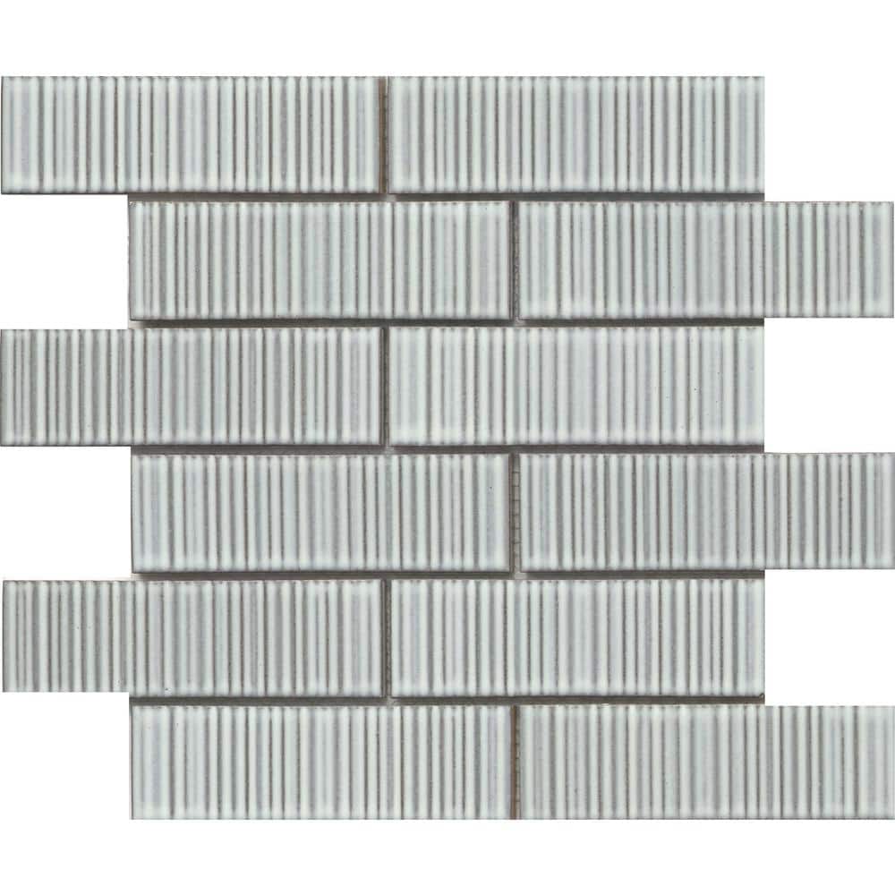 EMSER TILE Ornami Foil 11 in. x 12 in. Glossy Ceramic Offset Mosaic ...