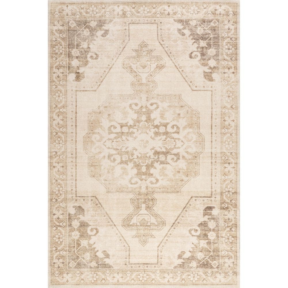 RUGS USA Nienna Wool Cotton Beige 10 ft. x 14 ft. Indoor/Outdoor Patio ...