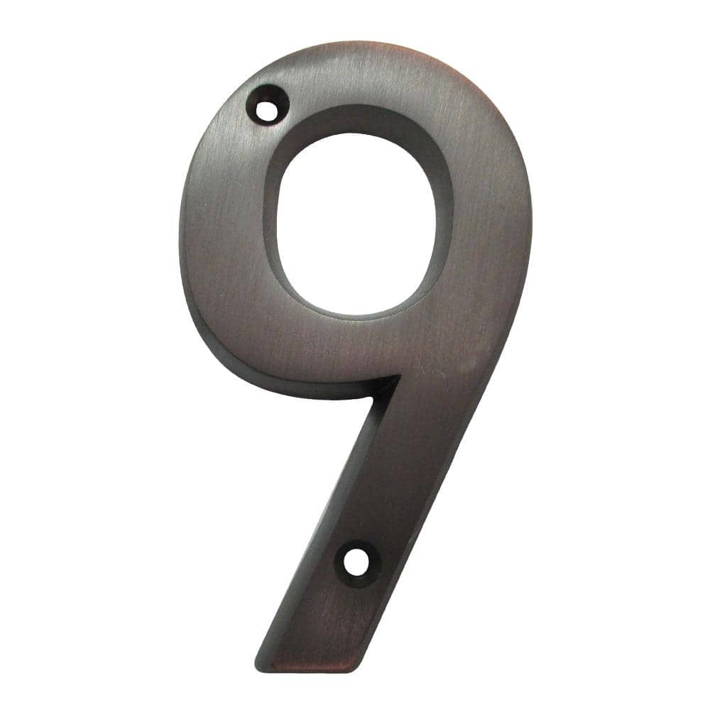 Everbilt 6 in. Aged Bronze Screw On House Number 9 31096 - The Home Depot