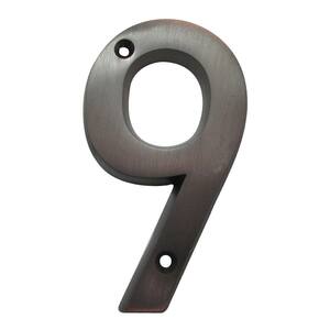 Everbilt 4 in. Aged Bronze Flush Mount Self-Adhesive House Number 9 30696